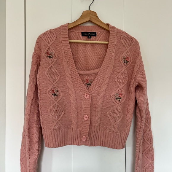 Almost Famous | Sweaters | Almost Famous Blush Pink Floral Embroidered ...